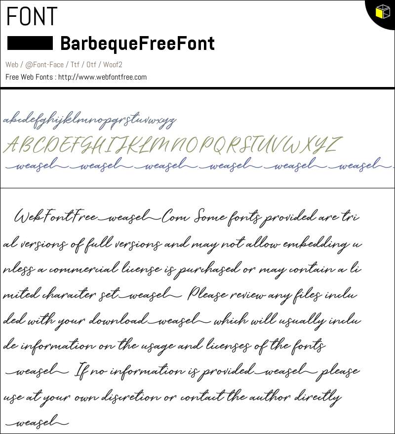 Barbeque Free Font Fonts Downloads - WebFontFree.Com