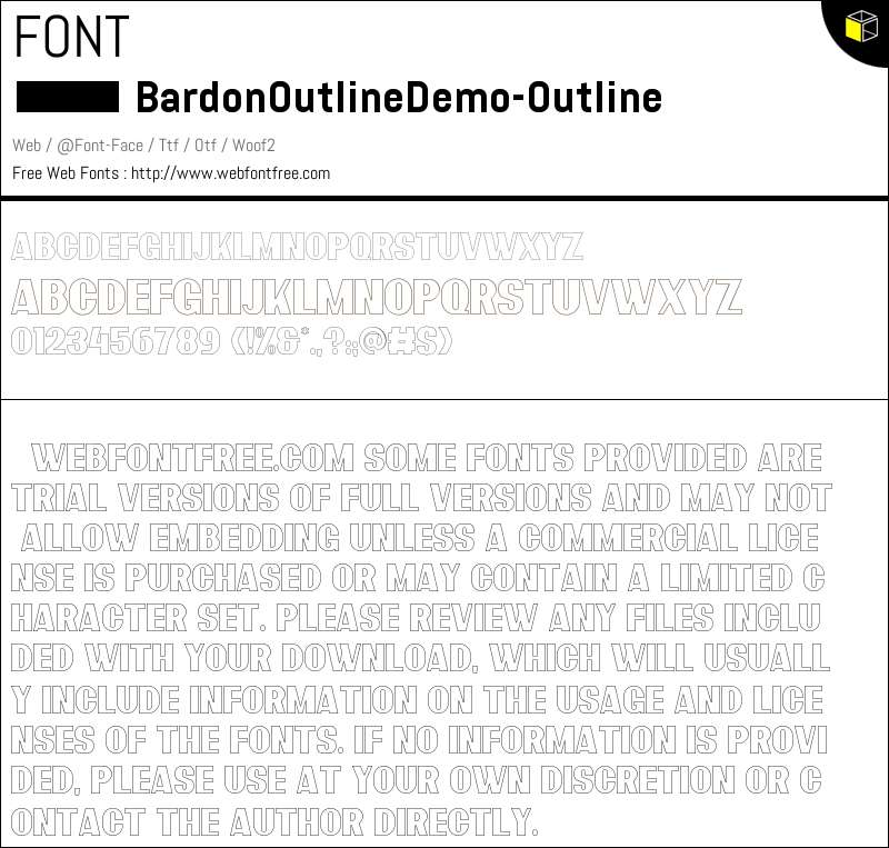 BardonOutlineDemo-Outline Fonts Downloads - WebFontFree.Com