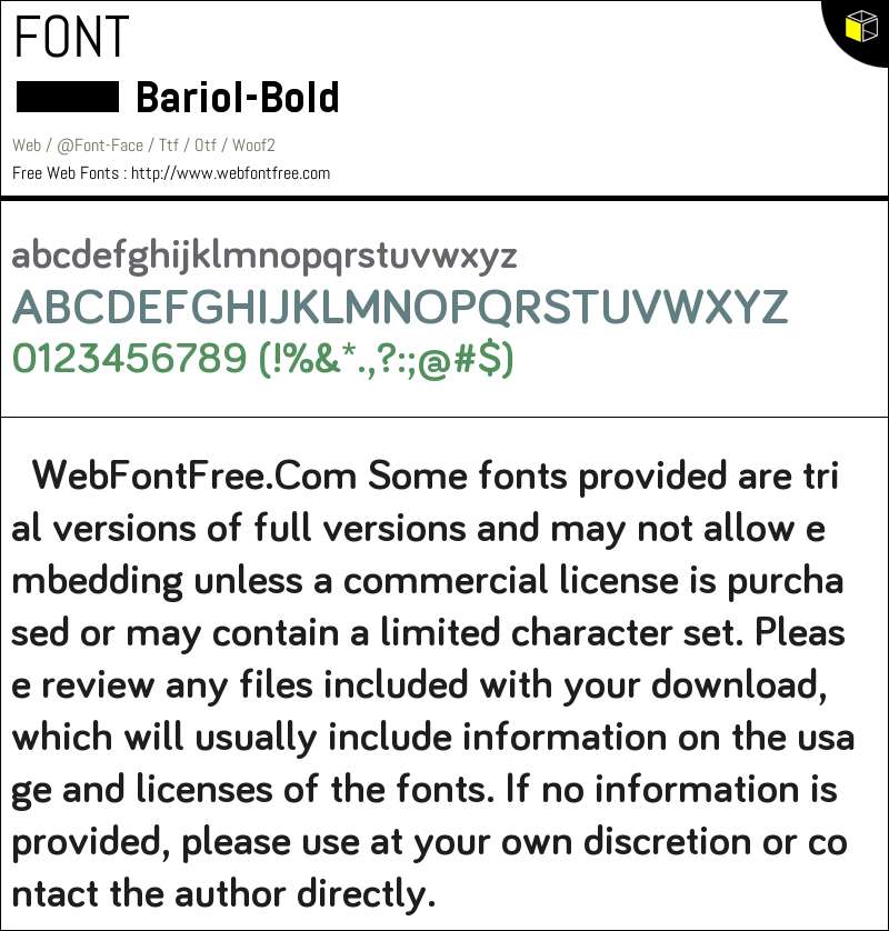 Bariol-Bold Fonts Downloads - WebFontFree.Com