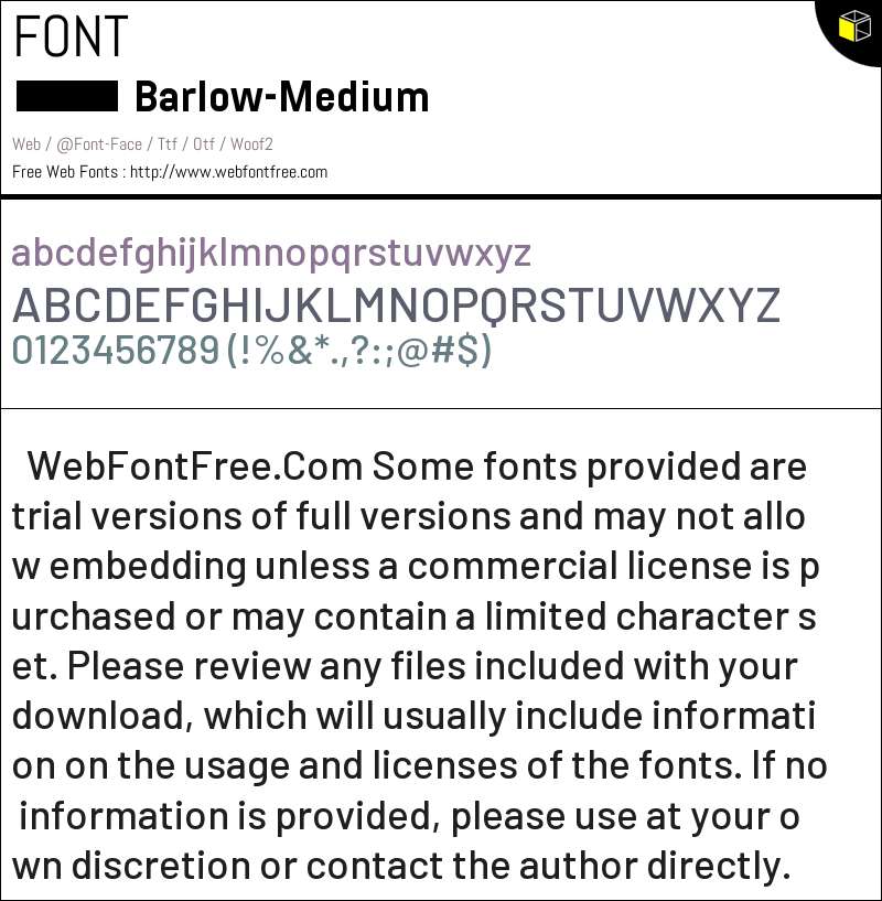 Barlow Medium 字体 下载 - WebFontFree.Com