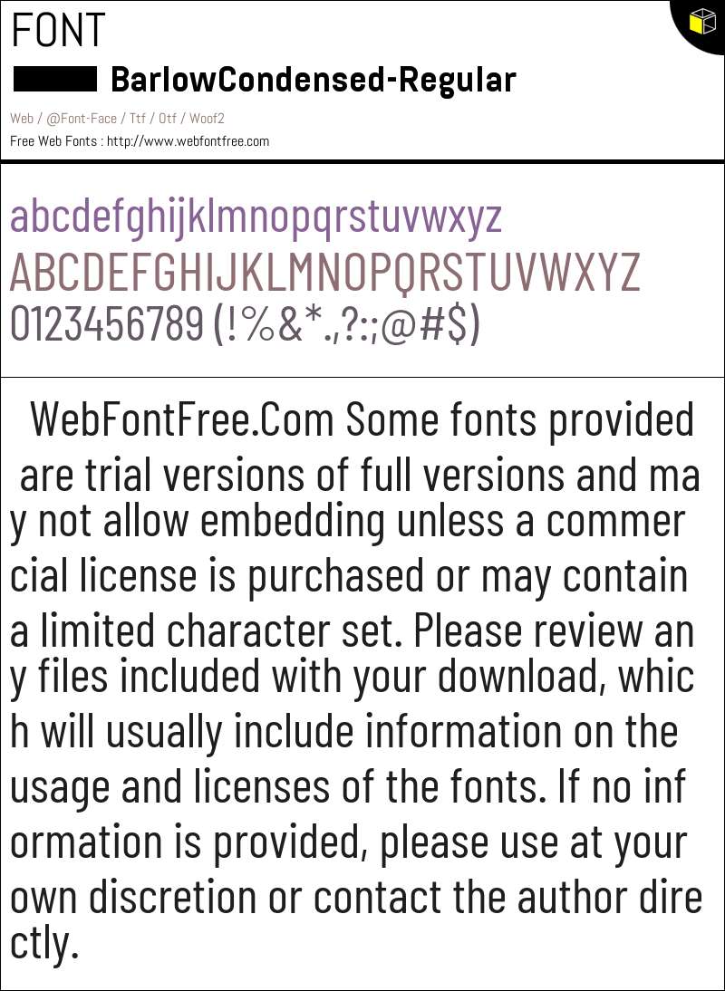 Barlow Condensed Regular Fonts Downloads - WebFontFree.Com