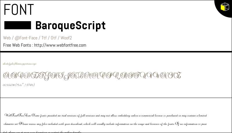 Baroque Script Fonts Downloads - WebFontFree.Com