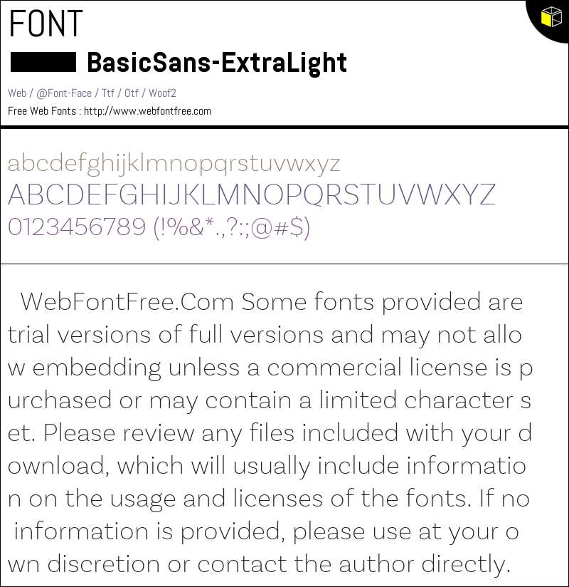 BasicSans-ExtraLight Fonts Downloads - WebFontFree.Com