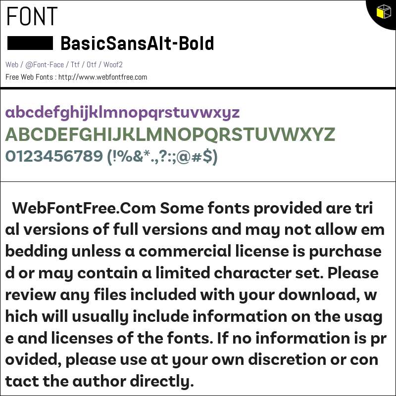 BasicSansAlt-Bold Fonts Downloads - WebFontFree.Com