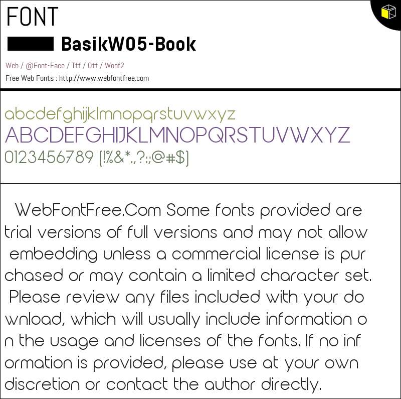 Basik W05 Book Fonts Downloads - WebFontFree.Com