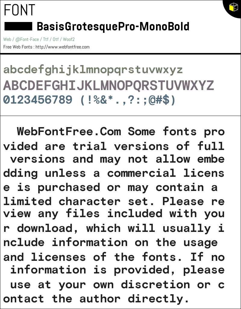 Basis Grotesque Pro Mono Bold Fonts Downloads - WebFontFree.Com