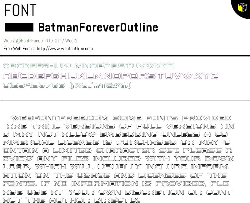 BatmanForeverOutline Fonts Downloads - WebFontFree.Com