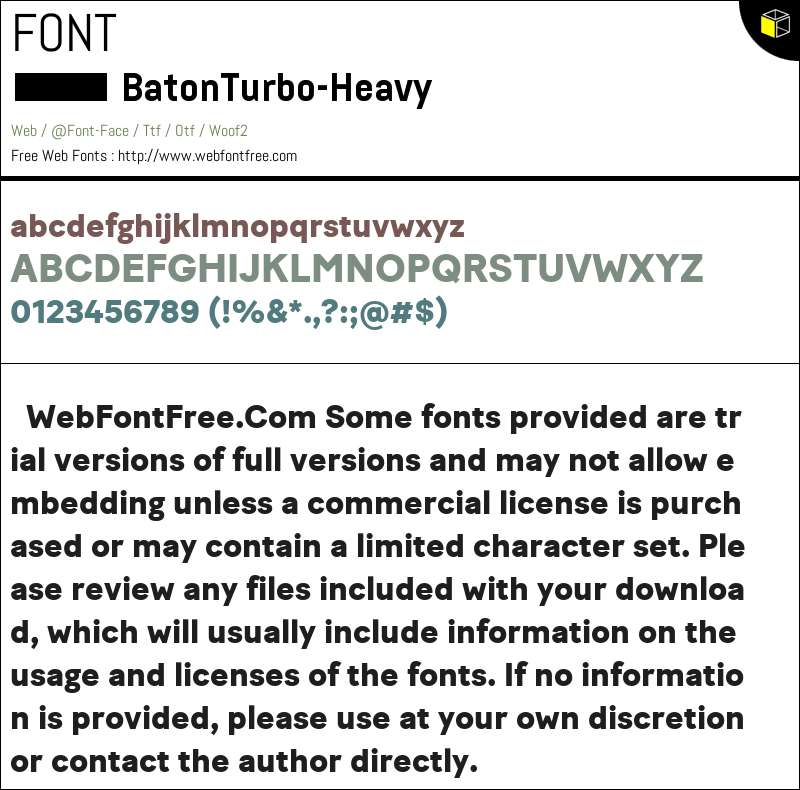 Baton Turbo Heavy Regular Fonts Downloads - WebFontFree.Com