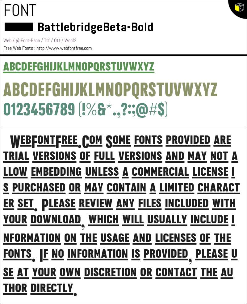 Battlebridge Beta Bold 字体 下载 - WebFontFree.Com