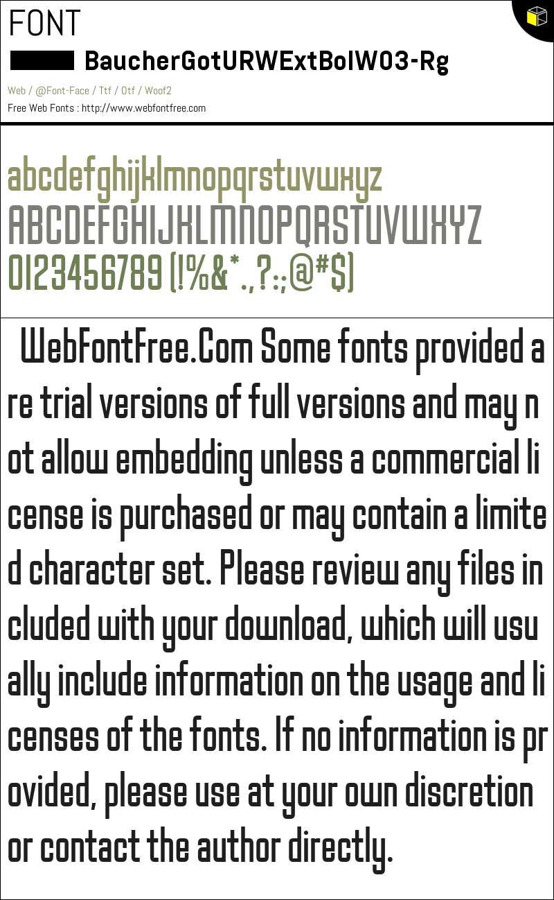 BaucherGotURWExtBol W03 Regular Fonts Downloads - WebFontFree.Com