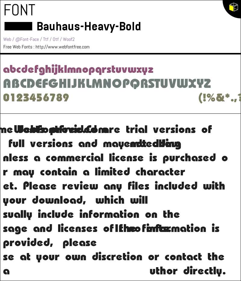 Bauhaus-Heavy-Bold Fonts Downloads - WebFontFree.Com