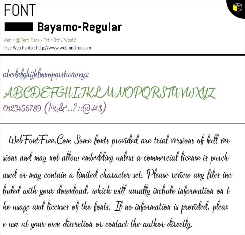 Bayamo Regular Fonts Downloads - WebFontFree.Com