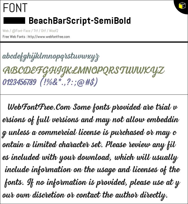 BeachBarScript-SemiBold Fonts Downloads - WebFontFree.Com