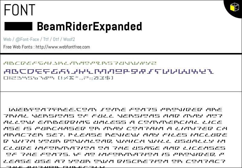 Beam Rider Expanded Fonts Downloads - WebFontFree.Com