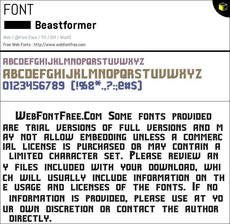 Beastformer Fuentes Descargar - WebFontFree.Com