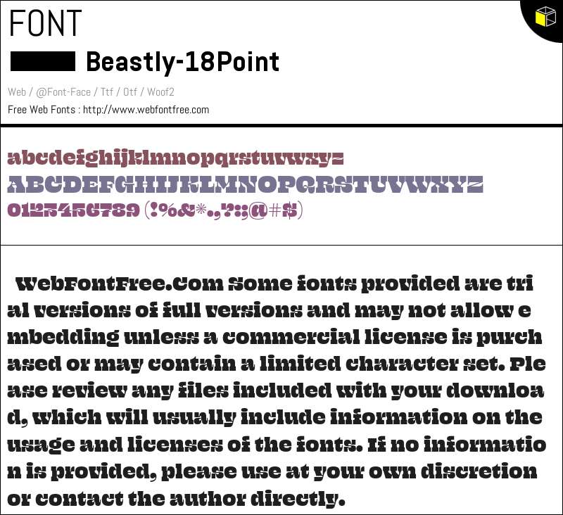 Beastly 18 Point Fonts Downloads - WebFontFree.Com