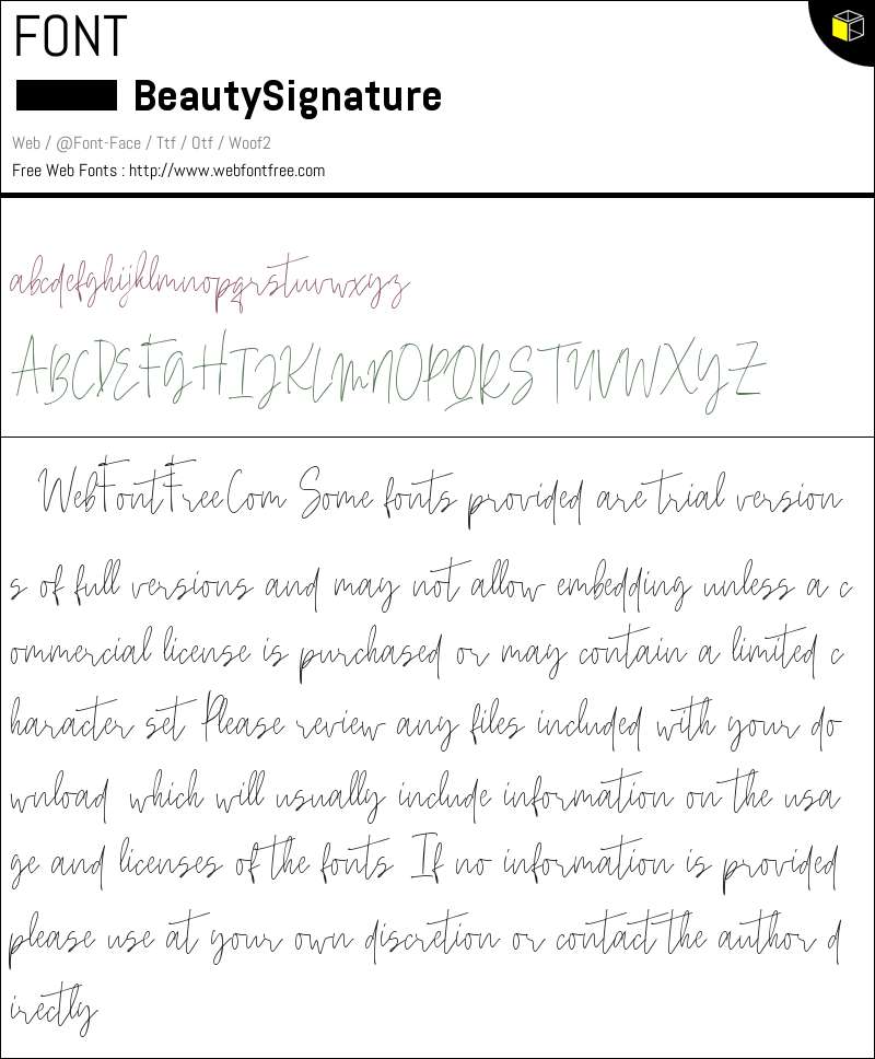Beauty Signature Fonts Downloads - WebFontFree.Com