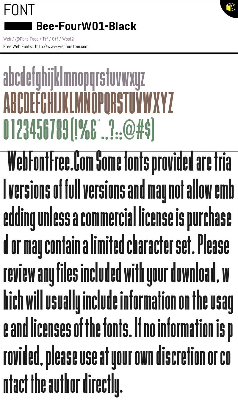 Bee-Four W01 Black Fonts Downloads - WebFontFree.Com