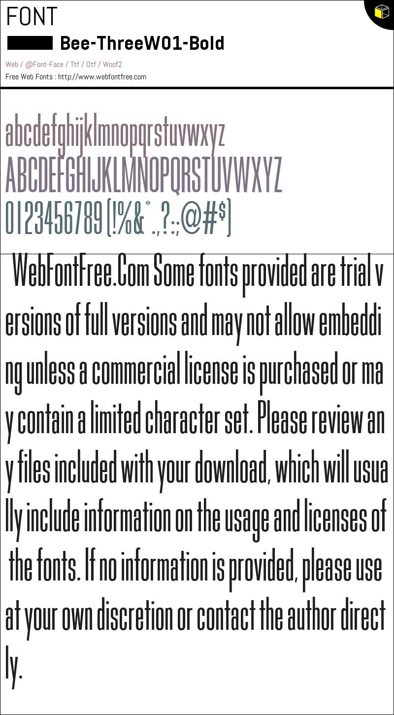 Bee-Three W01 Bold Fonts Downloads - WebFontFree.Com