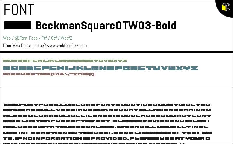 Beekman Square OT W03 Bold Fonts Downloads - WebFontFree.Com