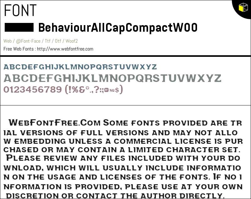 BehaviourAll Cap Compact W00 Rg Fonts Downloads - WebFontFree.Com