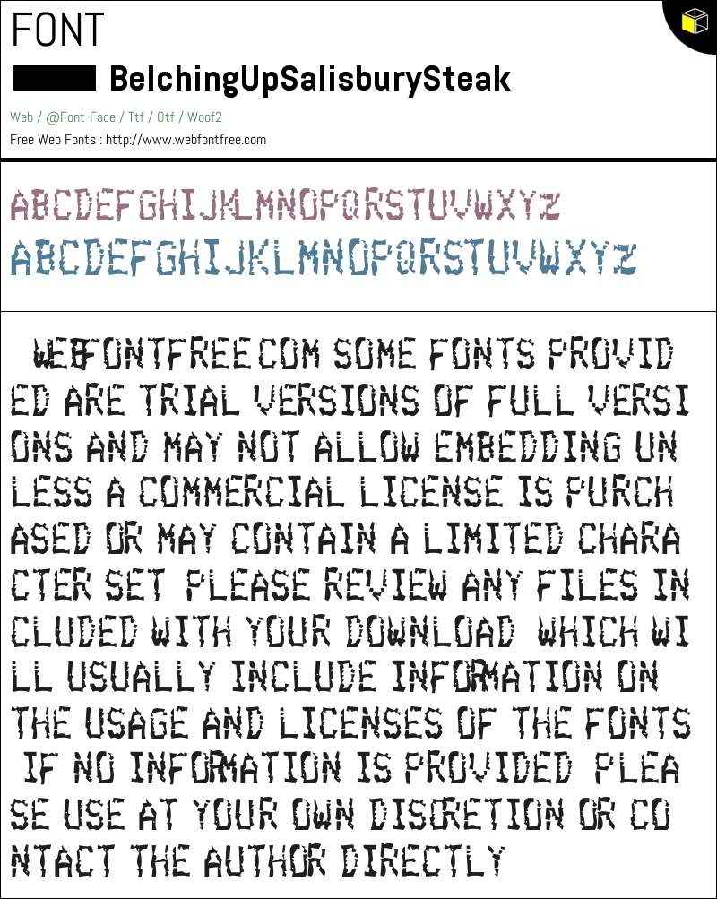 Belching Up Salisbury Steak Fonts Downloads - WebFontFree.Com