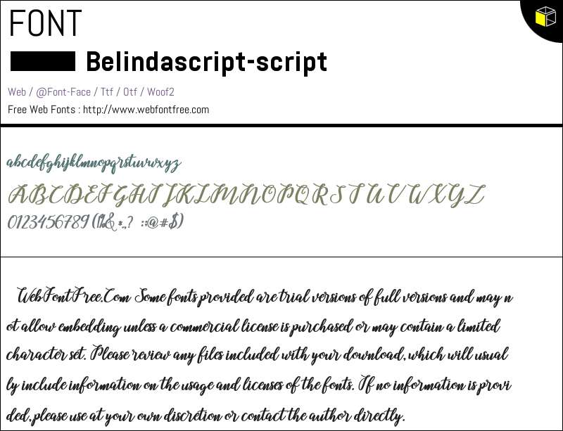 Belinda script script Fonts Downloads - WebFontFree.Com