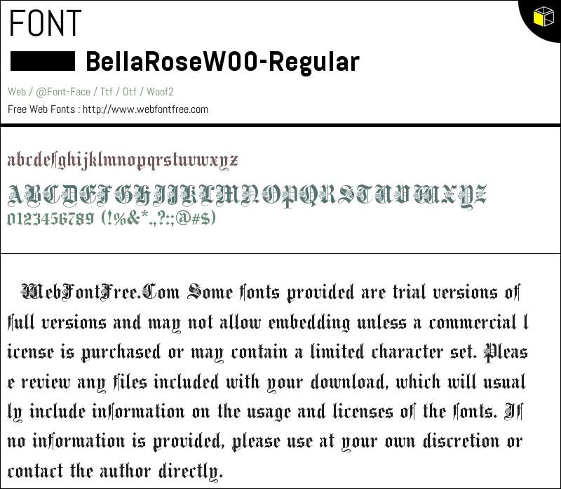 Bella Rose W00 Regular Fonts Downloads - WebFontFree.Com