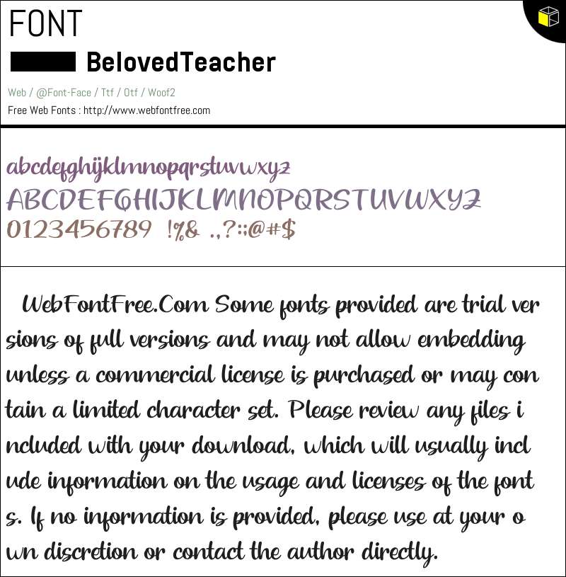 Beloved Teacher Fonts Downloads - WebFontFree.Com