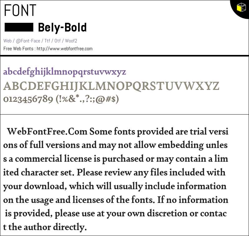 Bely Bold Fonts Downloads - WebFontFree.Com