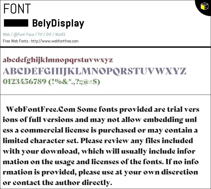 Bely Display Fonts Downloads - WebFontFree.Com