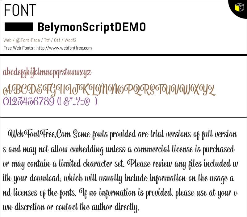 Belymon Script DEMO Fonts Downloads - WebFontFree.Com