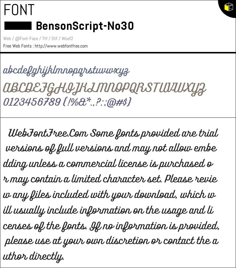 Benson Script No 30 Fonts Downloads - WebFontFree.Com