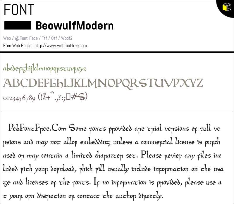 Beowulf Modern Fonts Downloads - WebFontFree.Com