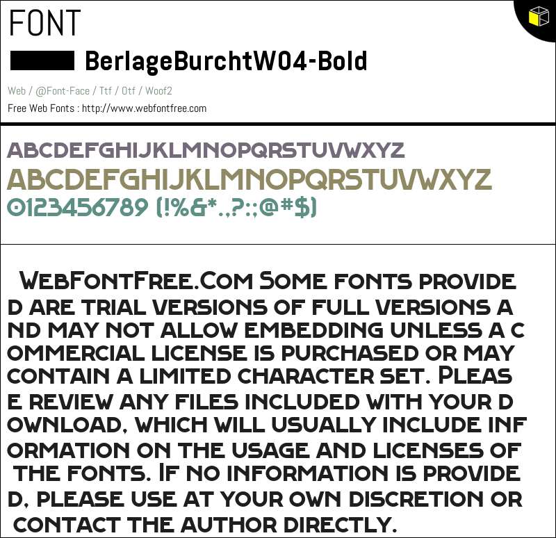 Berlage Burcht W04 Bold Fonts Downloads - WebFontFree.Com