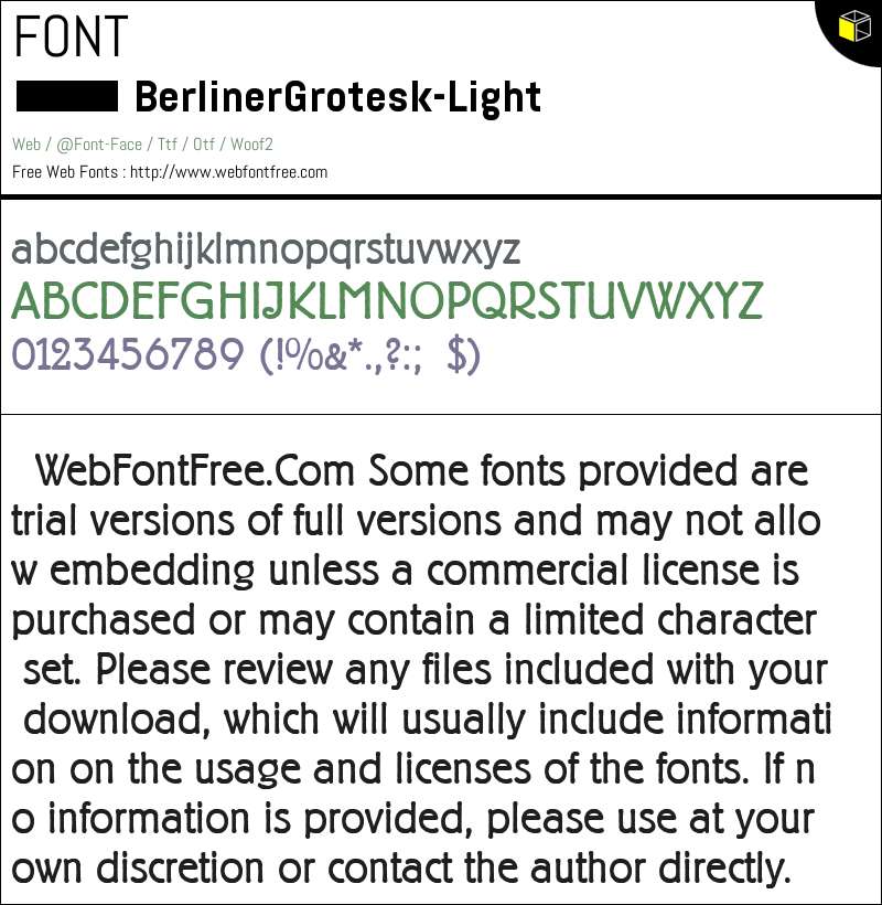 Berliner Grotesk Light Fonts Downloads - WebFontFree.Com