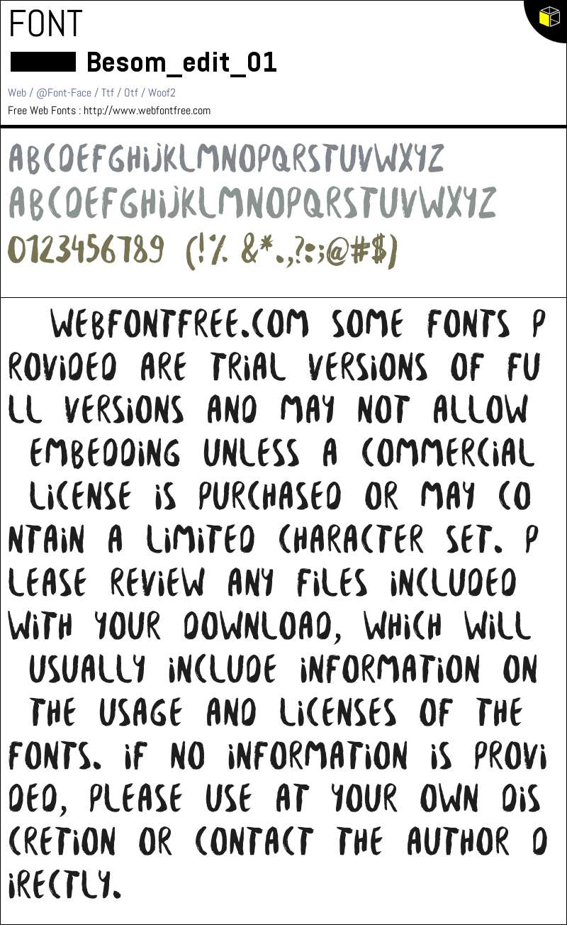 Besom_edit_01 Regular Fonts Downloads - WebFontFree.Com