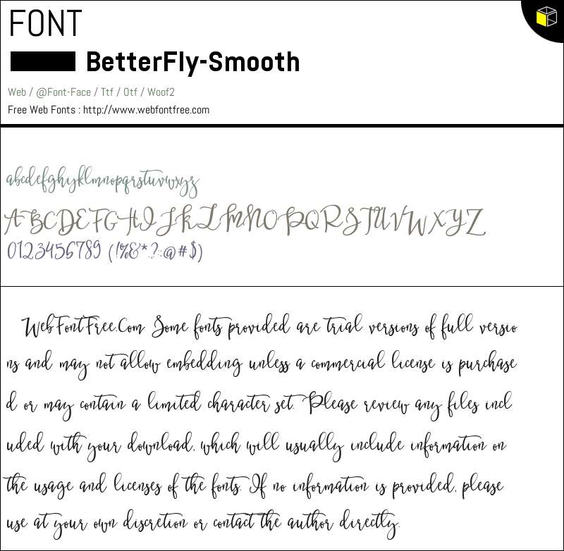 BetterFly Smooth Fonts Downloads - WebFontFree.Com