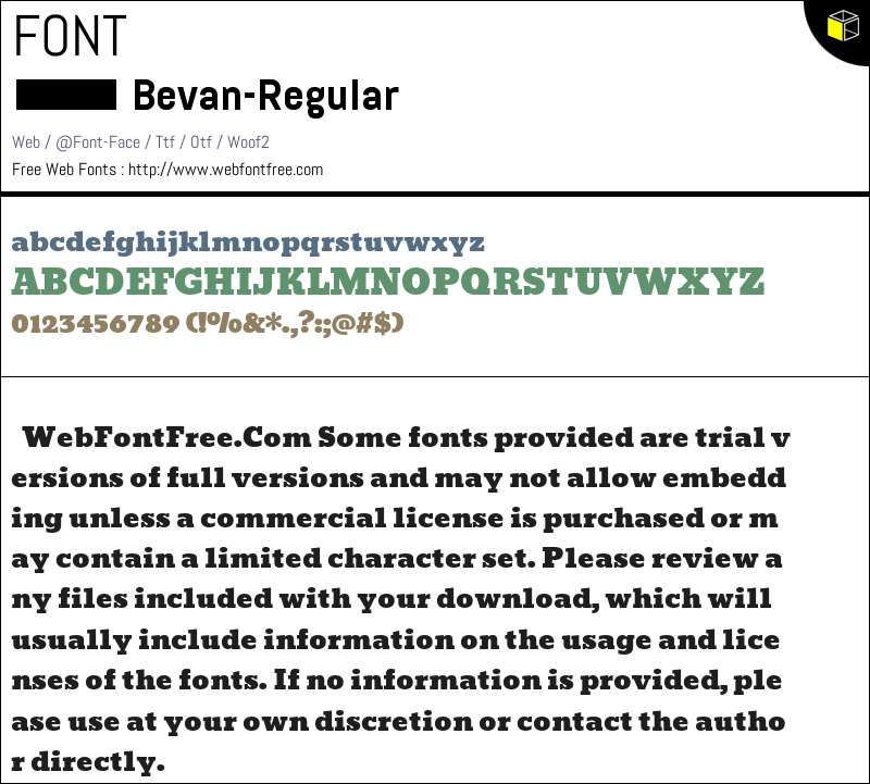 Bevan Regular 字体 下载 - WebFontFree.Com