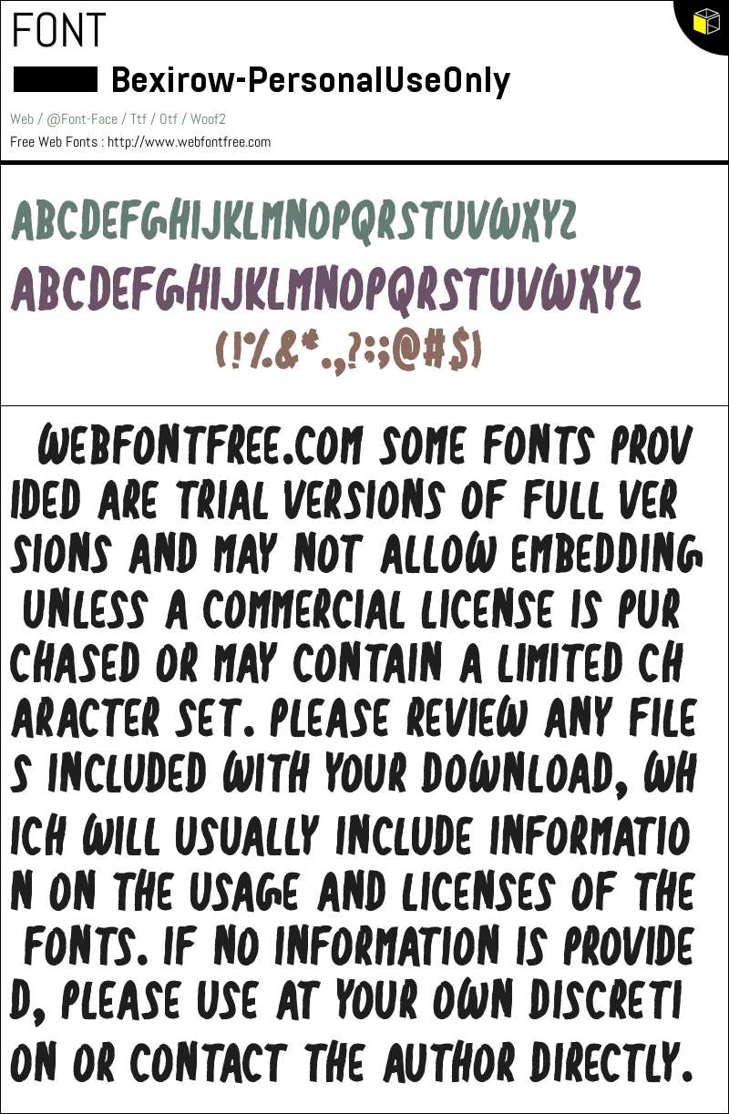 Bexirow - Personal Use Only Fonts Downloads - WebFontFree.Com