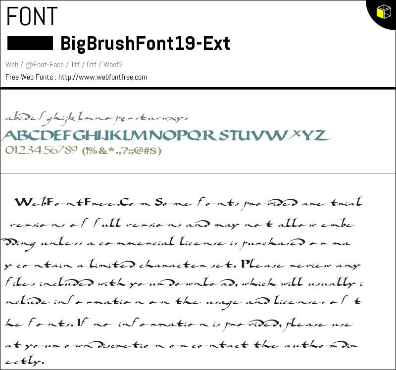 BigBrushFont19 Regular Fonts Downloads - WebFontFree.Com