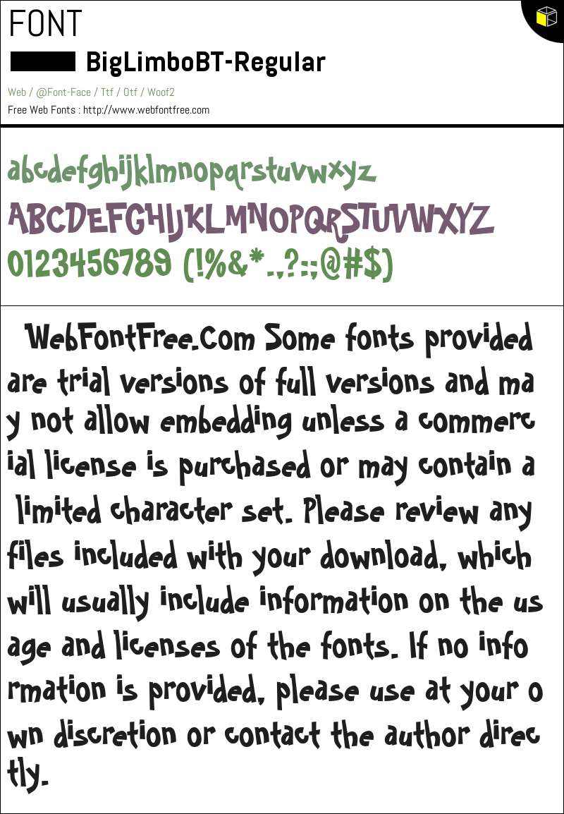 Big Limbo BT Fonts Downloads - WebFontFree.Com