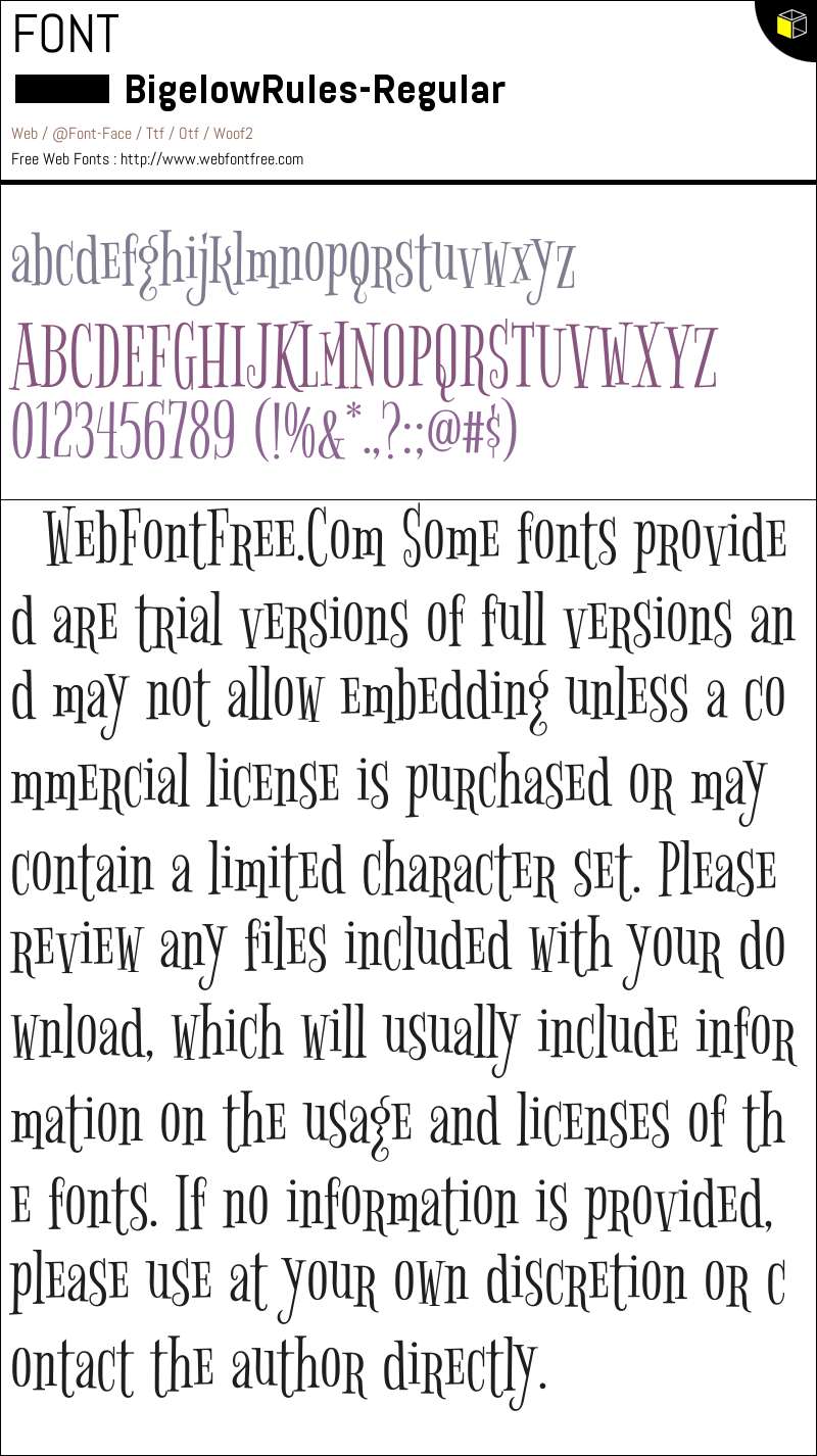 Bigelow Rules Fonts Downloads - WebFontFree.Com