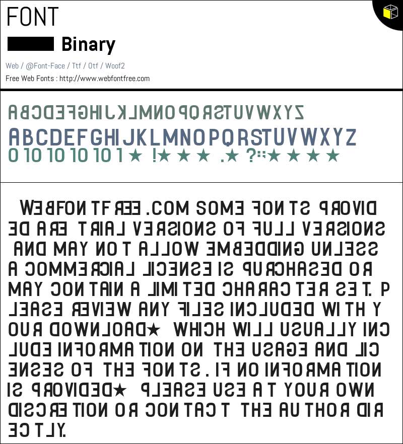 Binary Fonts Downloads - WebFontFree.Com