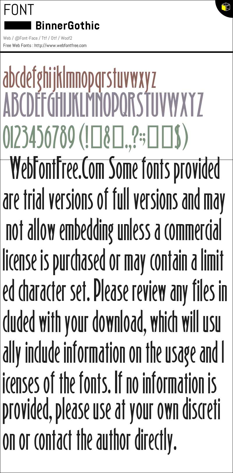 Binner Gothic Fonts Downloads - WebFontFree.Com