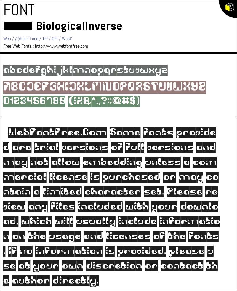 Biological-Inverse Fonts Downloads - WebFontFree.Com