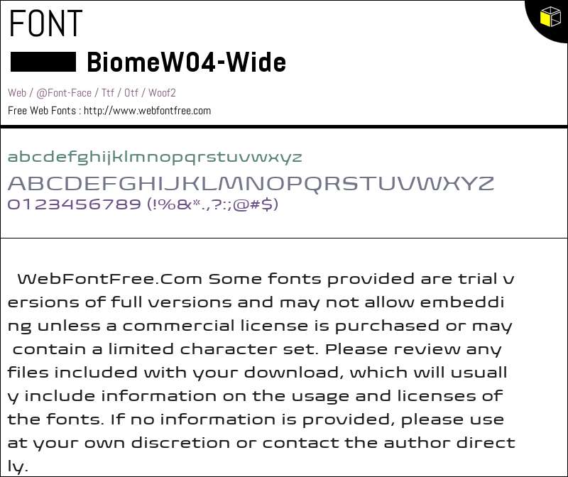 Biome W04 Wide Fonts Downloads - WebFontFree.Com