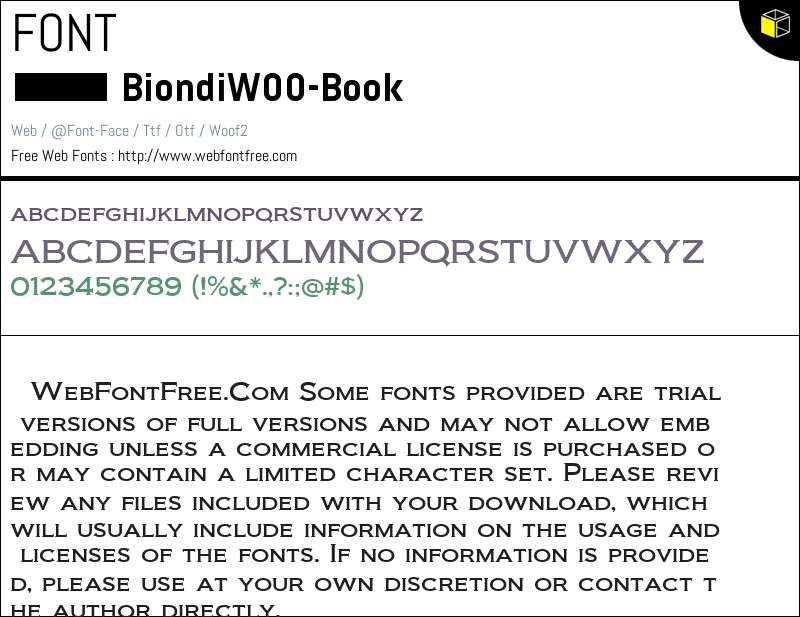 Biondi W00 Book Fonts Downloads - WebFontFree.Com