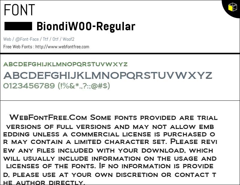 Biondi W00 Regular Fonts Downloads - WebFontFree.Com