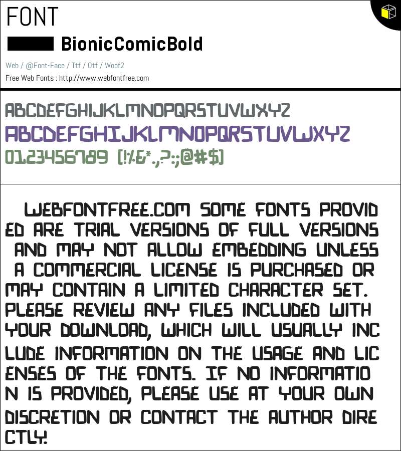 Bionic Comic Bold Fonts Downloads - WebFontFree.Com